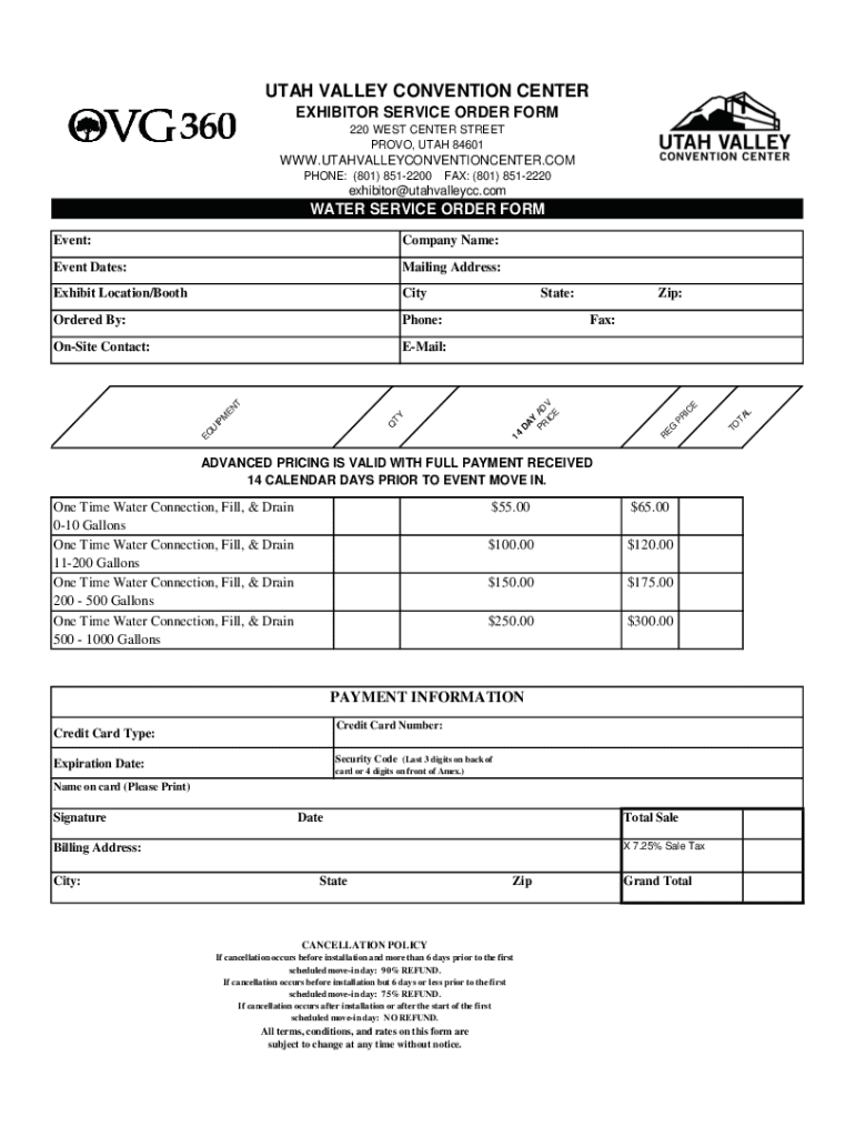 Fillable Online exhibitor service order form Fax Email Print - pdfFiller