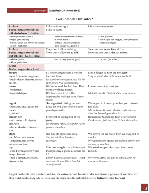 Fillable Online Gerund und Infinitiv mit to mit Bedeutungsunterschied ...