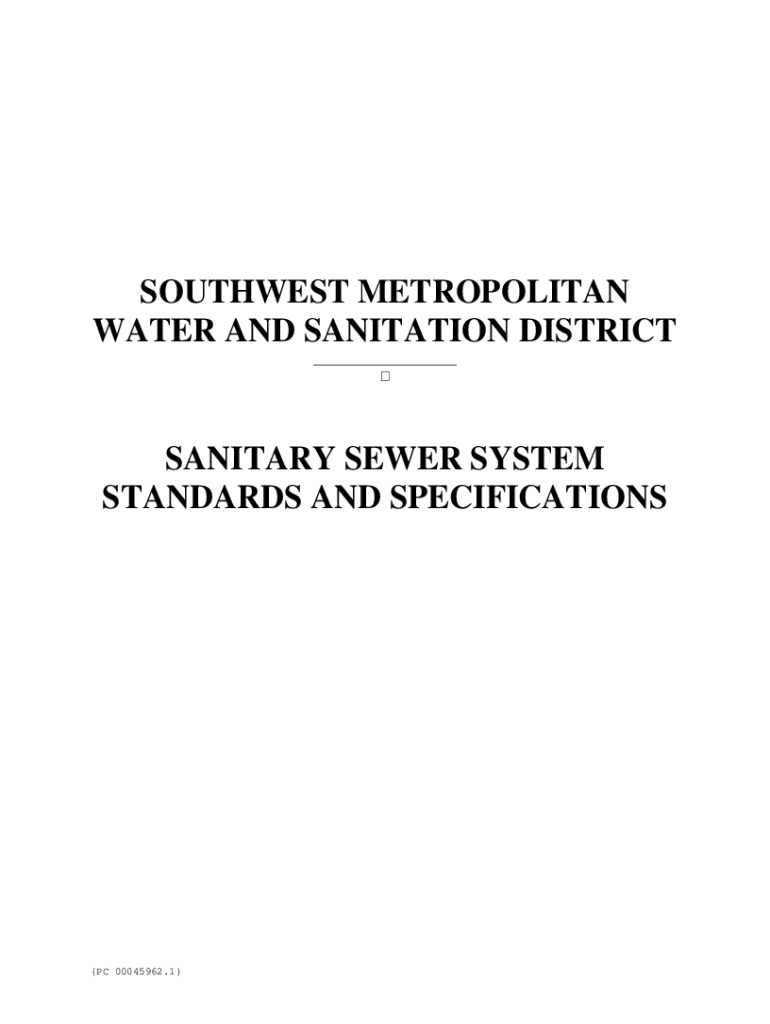 Fillable Online Sanitary Sewer System Standards and Specifications Fax Email Print - pdfFiller