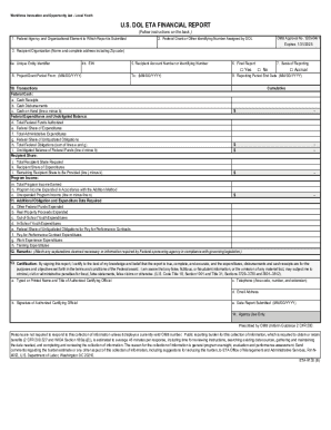 Fillable Online Renewal: Federal Financial Report ETA-9130 (OMB 1205 ...