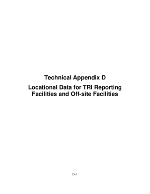 Fillable Online Technical Appendix D. Locational Data for TRI Reporting ...