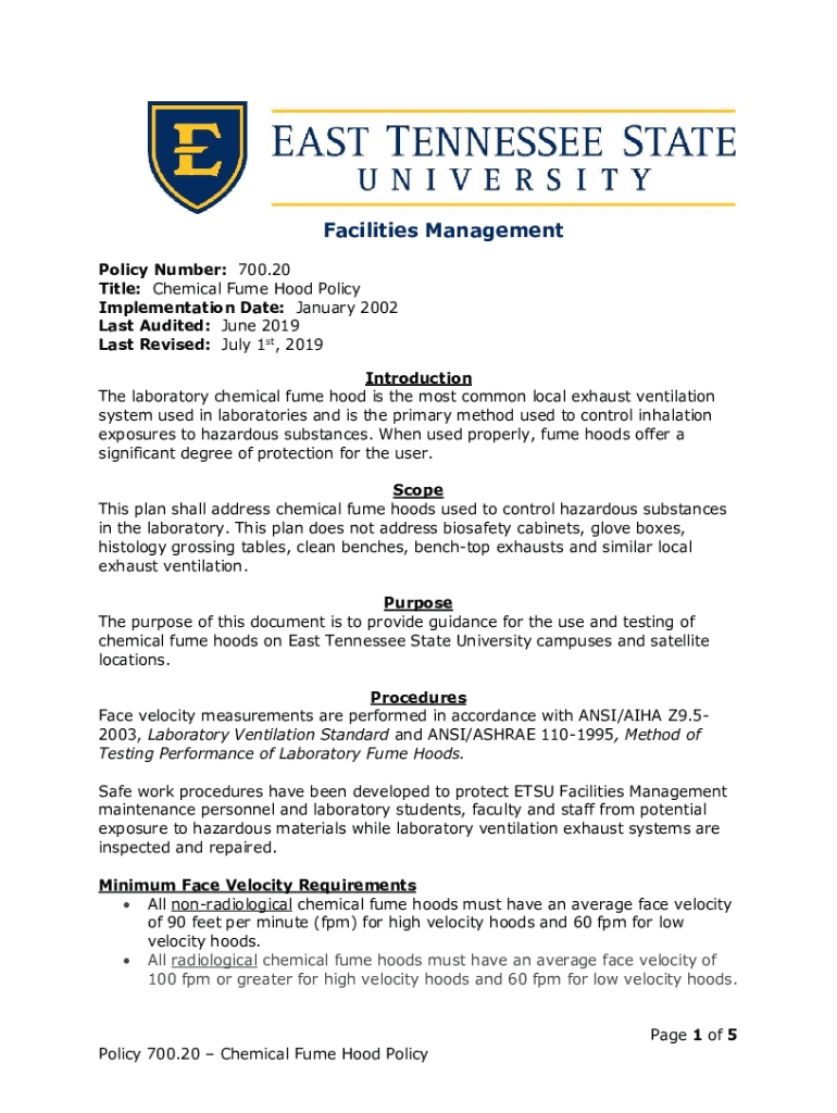 Fillable Online Fume Hood Equipment Service and Maintenance Policy Fax ...