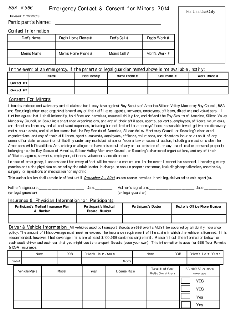Fillable Online Cub Scout Pack 566 Info Form Fax Email Print - pdfFiller