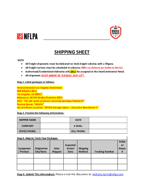 Fillable Online SHIPPING SHEET Fax Email Print - pdfFiller