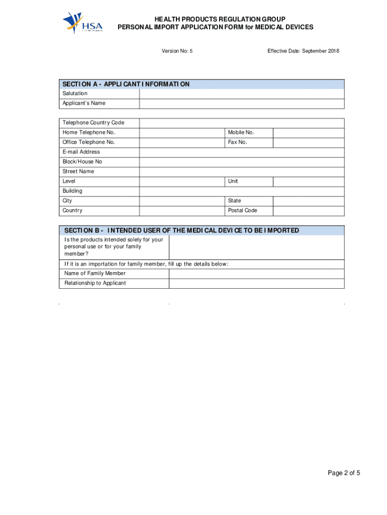 Fillable Online personal-import-application-form-for-medical-devices ...