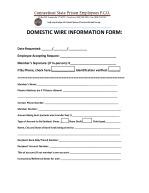 Fillable Online Wire Transfer Form Member Information Date of Request ...