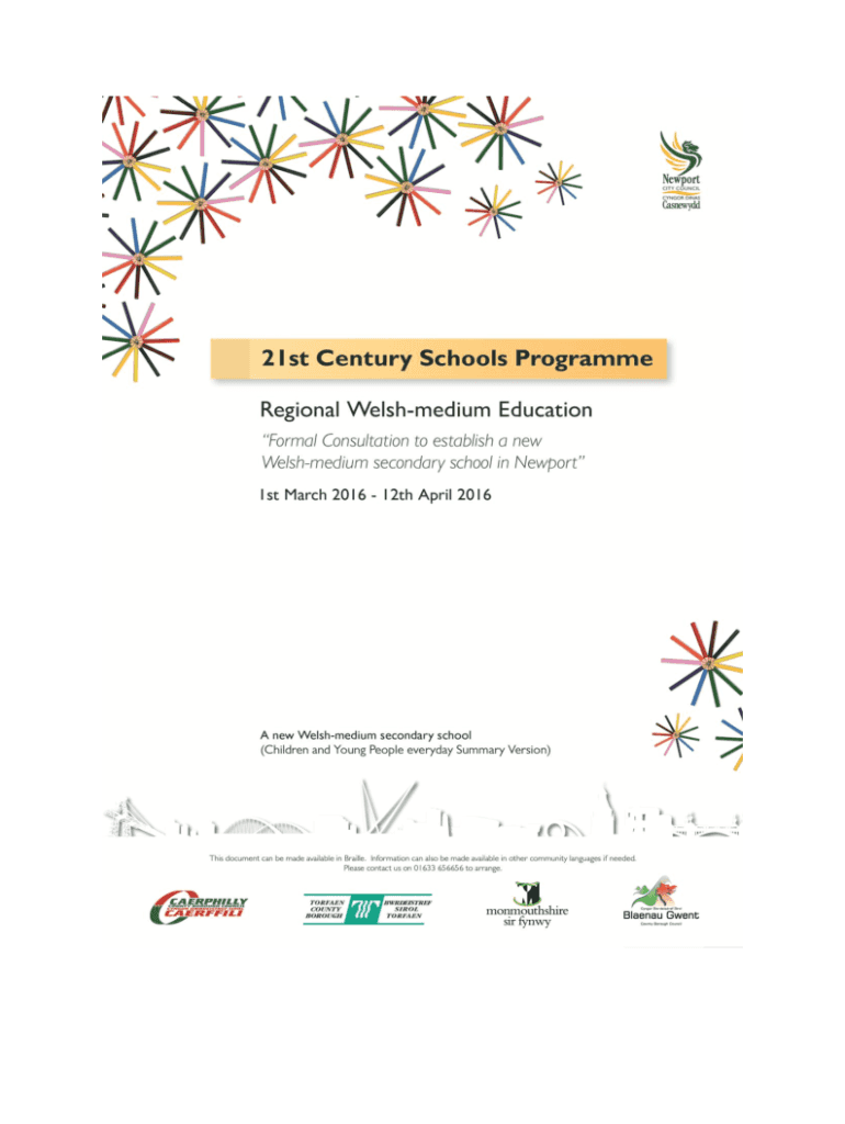 Fillable Online Formal Consultation to establish a new Welsh-medium ...