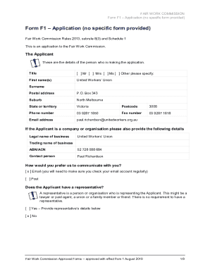 Fillable Online Form F1 - Application (no specific form provided) Fax Email Print - pdfFiller