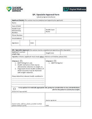 Fillable Online GP / Specialist Approval Form Fax Email Print - pdfFiller