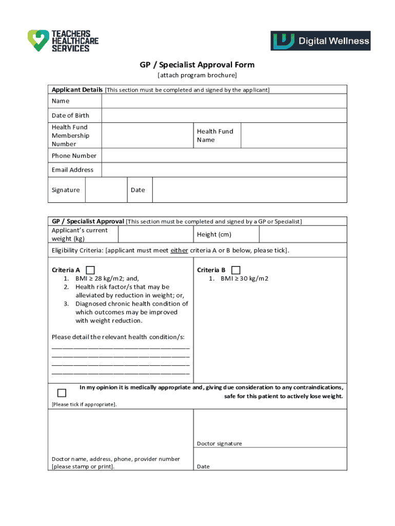 Fillable Online GP / Specialist Approval Form Fax Email Print - pdfFiller