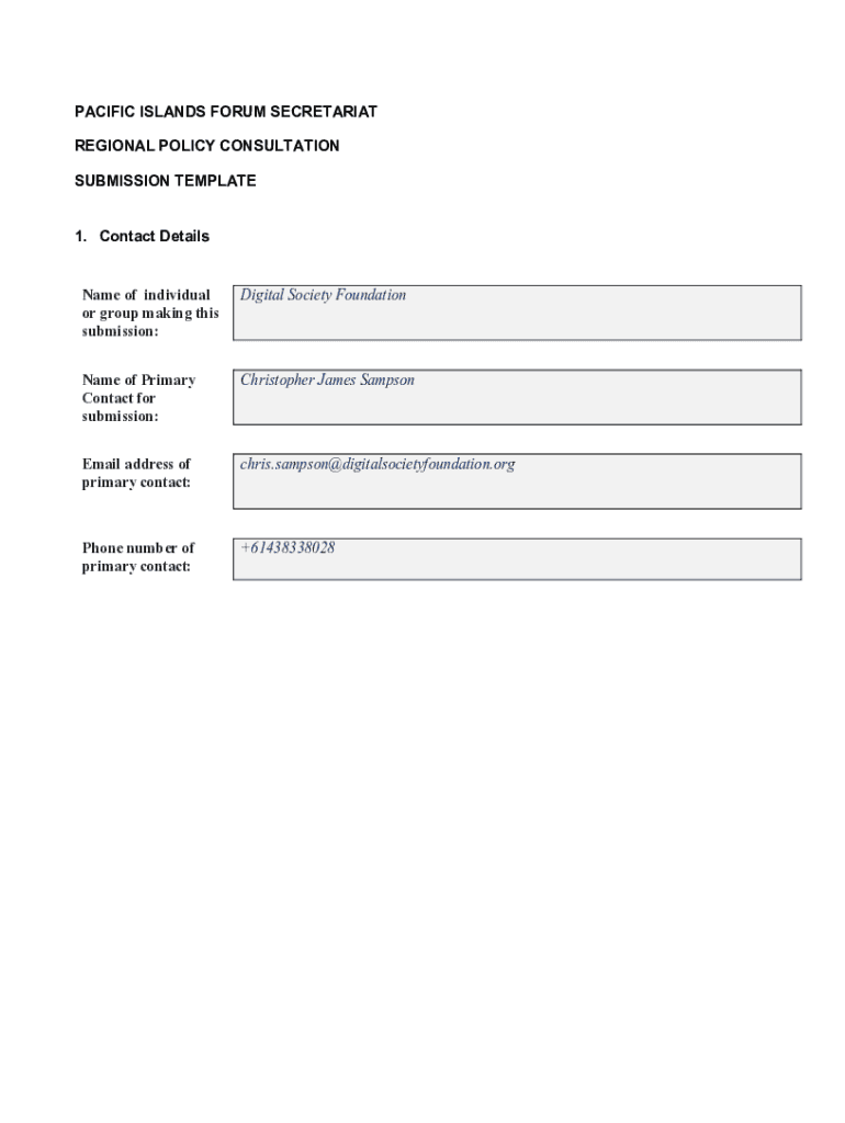 Fillable Online Submission template form - Connect the Blue Continent 2018 Fax Email Print ...