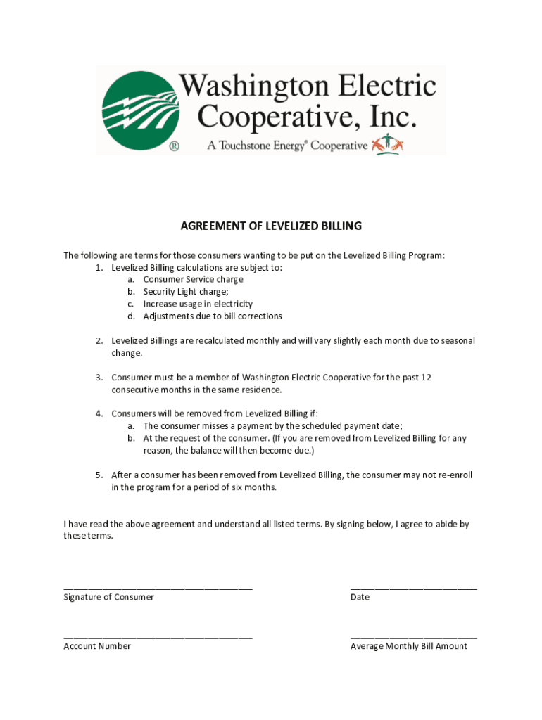 Fillable Online LEVELIZED BILLING PROGRAM AGREEMENT Fax Email Print ...