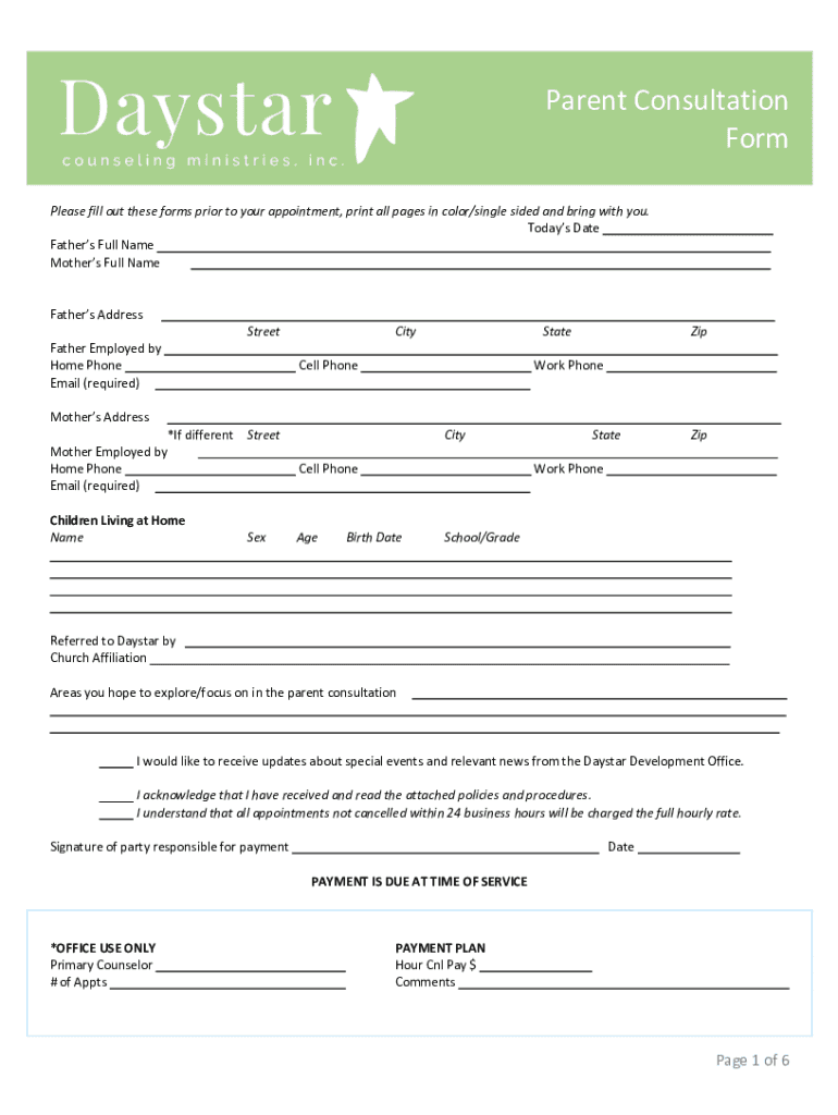 Fillable Online Parent Consultation Form Fax Email Print - pdfFiller