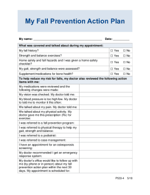 Fillable Online Elderly Fall Prevention: Complete Action Plan Fax Email ...