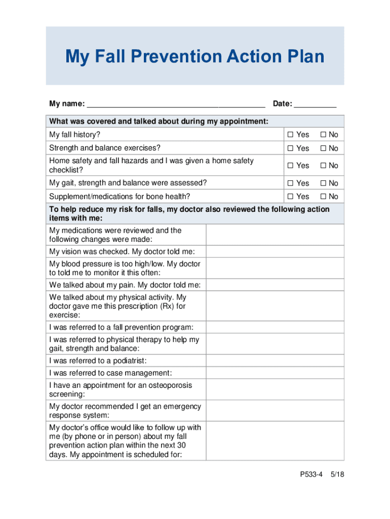 Fillable Online Elderly Fall Prevention: Complete Action Plan Fax Email ...