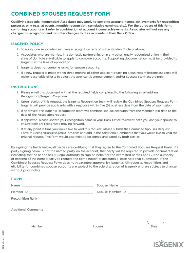 Fillable Online COMBINED SPOUSES REQUEST FORM Fax Email Print - pdfFiller