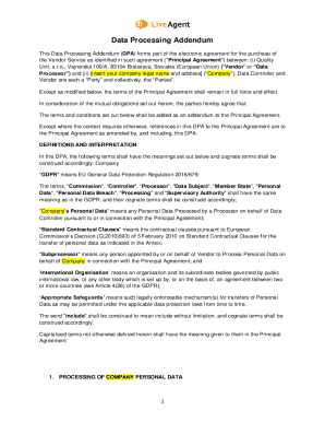 Fillable Online For Reference Data Processing Addendum (09232021) Fax ...