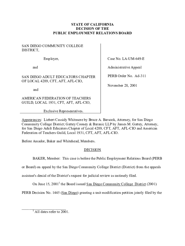 Fillable Online perb ca San Diego Adult Educators v. Public Employment ...