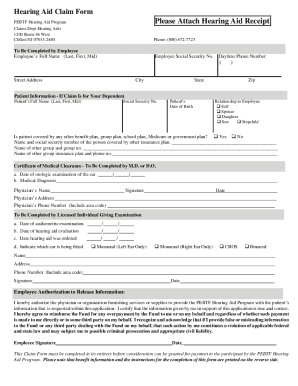 Fillable Online Pebtf Hearing Aid Claim Form - Fill Out and Sign ...