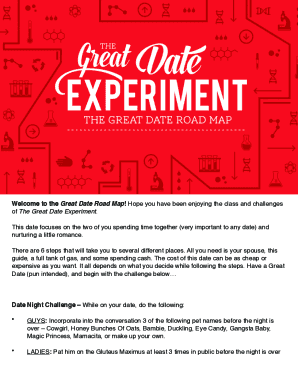 Fillable Online the Great Date Road Map! Hope you have been enjoying ...