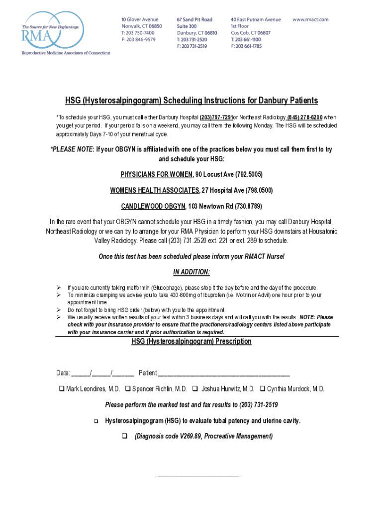 Fillable Online What is a Hysterosalpingogram (HSG)? How long will ...