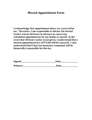 Fillable Online Missed Appointment Form.docx Fax Email Print - pdfFiller