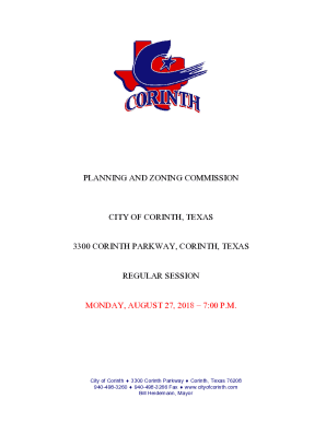 Fillable Online planning and zoning commission city of corinth, texas ...