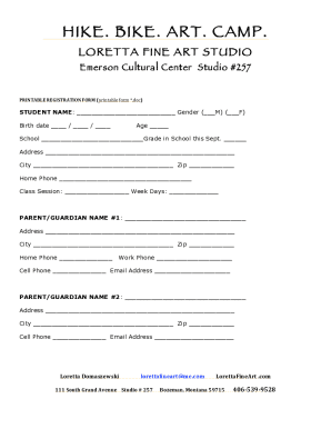 Fillable Online ART CAMP FORMS.pdf Fax Email Print - pdfFiller