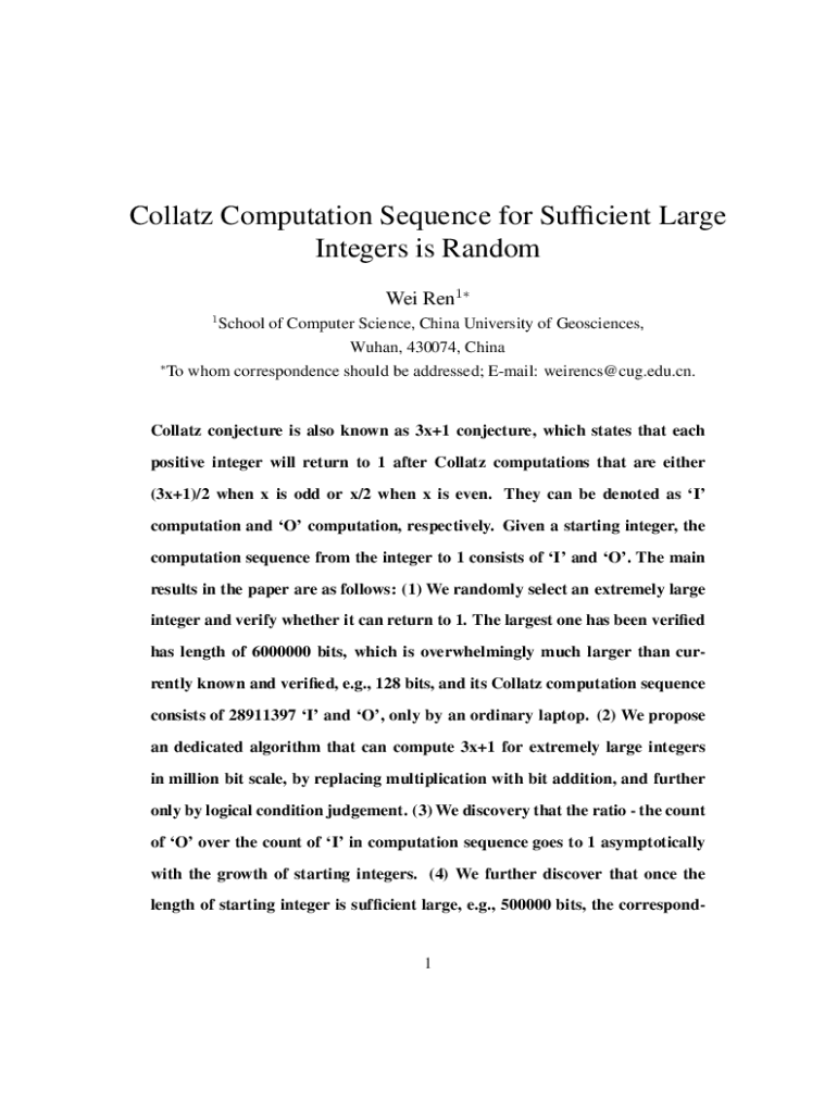 Fillable Online eprint iacr Collatz Computation Sequence for Sufficient Large ... Fax Email ...