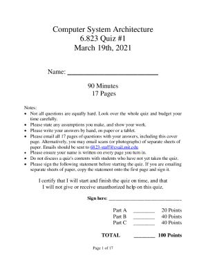 Fillable Online csg csail mit Quiz1 - computer - Computer System Architecture 6 Quiz ... Fax ...
