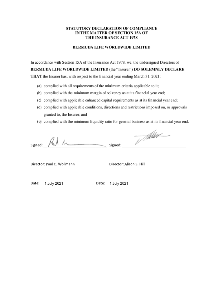 Fillable Online statutory declaration of compliance Fax Email Print ...