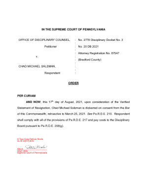 Fillable Online Chad Michael Salsman, Bradford County District Attorney ...