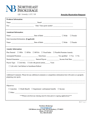 Fillable Online Annuity Quote Request Form Fax Email Print - pdfFiller