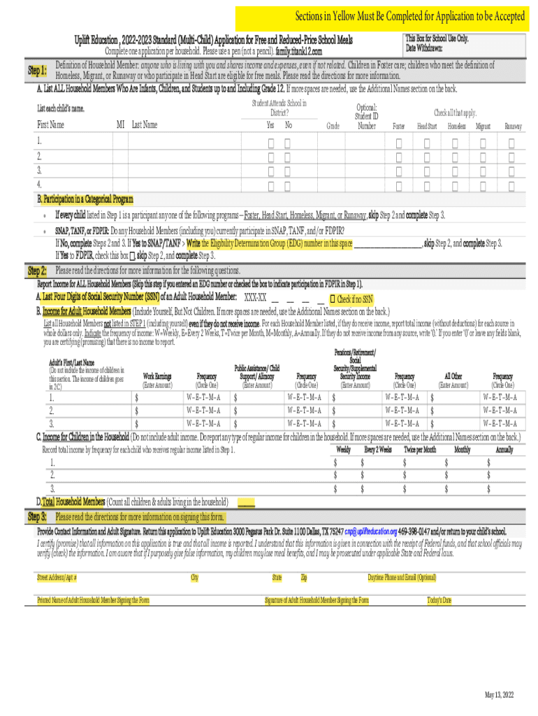 Fillable Online Sections in Yellow Must Be Completed for Application to ...