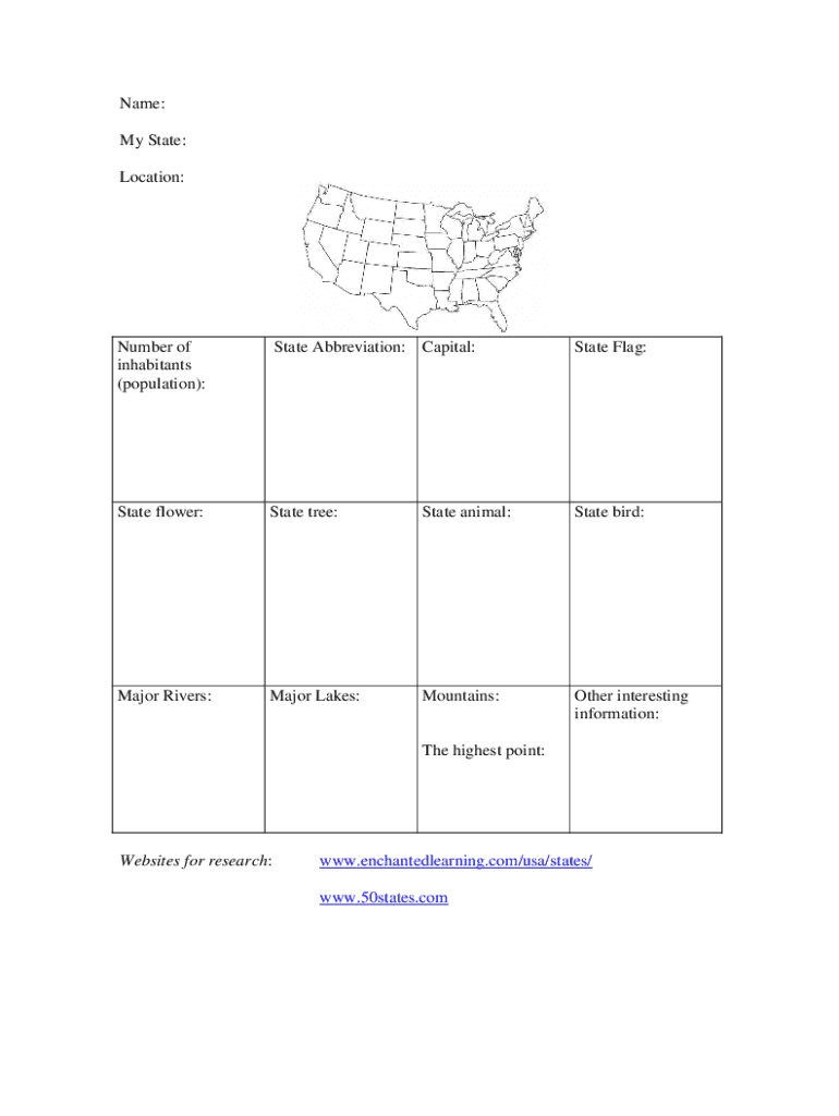 Fillable Online Map Activities and State research worksheet Fax Email ...