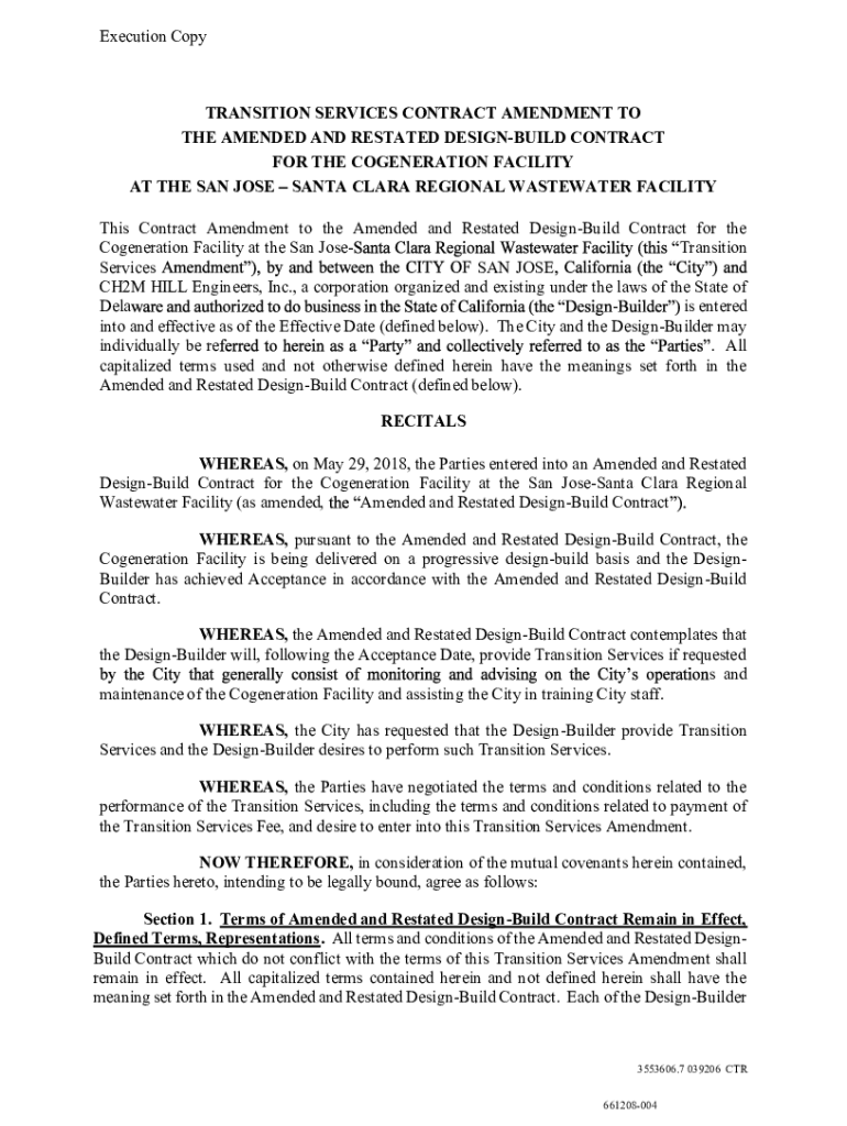 Fillable Online transition services contract amendment to Fax Email ...