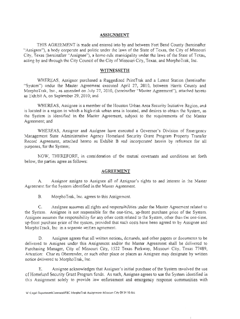 Fillable Online ASSIGNMENT WITNESSETH AGREEMENT Fax Email Print - pdfFiller