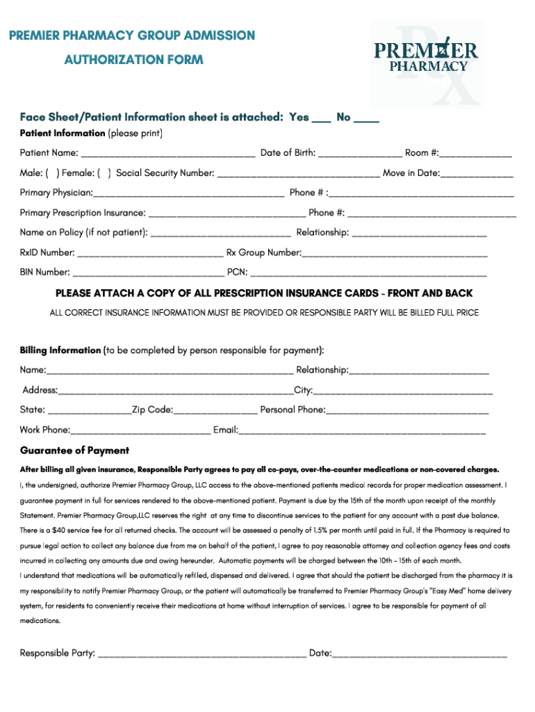 Fillable Online PPG Admission Authorization Form Fax Email Print ...