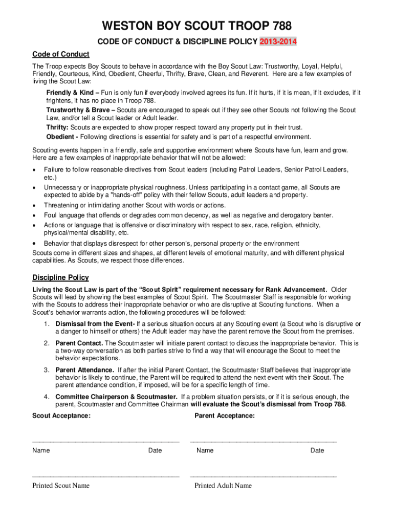 Fillable Online WESTON BOY SCOUT TROOP 788 Fax Email Print - pdfFiller