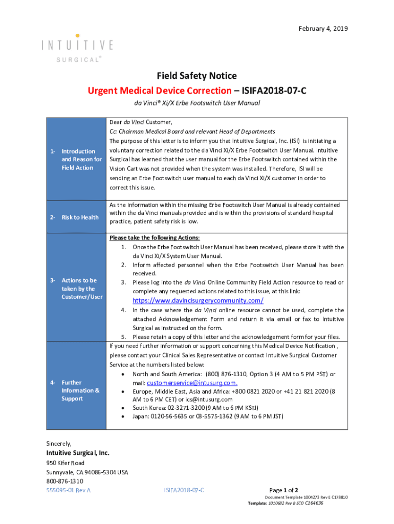 Fillable Online Urgent Medical Device Correction ISIFA2018-07-C Fax Email Print - pdfFiller