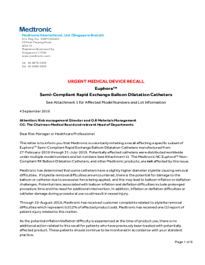 Fillable Online Urgent: Medical Device Recall 1882900 DRILL MINI ...