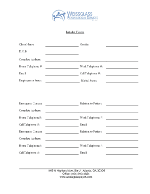 Fillable Online Counseling Intake Form - Fill Online, Printable ...