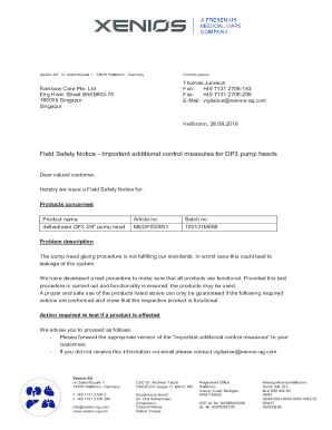 Fillable Online Field Safety Notice - Important additional control ...