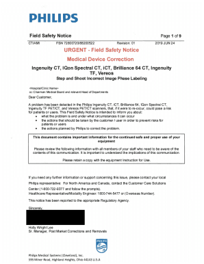 Fillable Online URGENT - Field Safety Notice Medical Device Correction ...