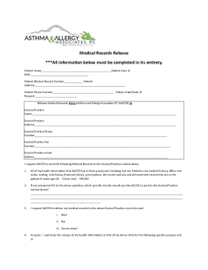 Fillable Online Medical Records Request - ENT Florida Fax Email Print ...