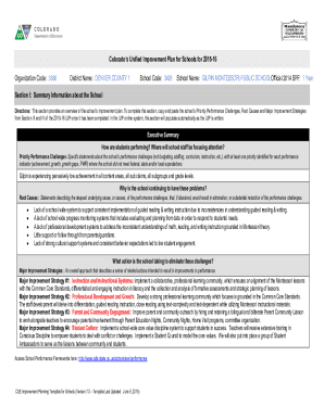 Fillable Online cedar2 cde state co Unified School Improvement Plan ...