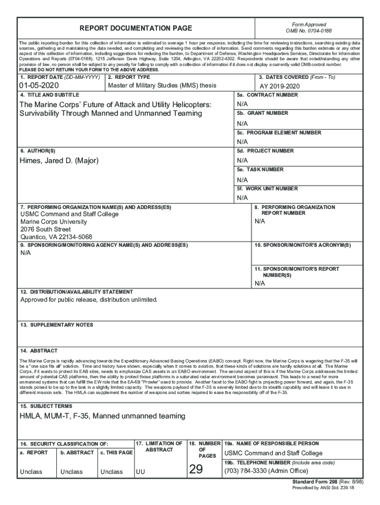 Fillable Online The Marine Corps' Future of Attack and Utility ...