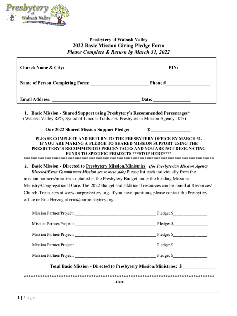 Fillable Online 2022 Annual Fund Pledge Form for PW in the ...