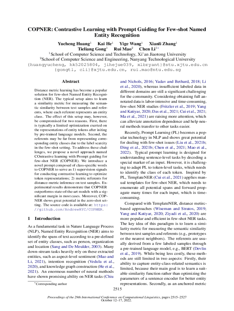 Fillable Online Few Shot Named Entity Recognition Via Contrastive