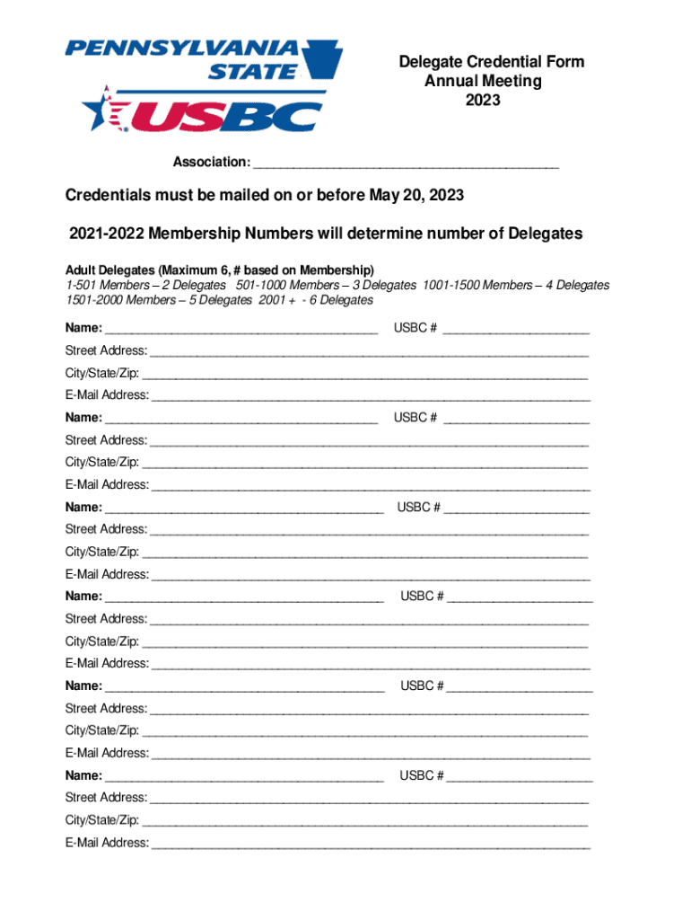 Fillable Online DELEGATE CREDENTIALS FORM Fax Email Print - pdfFiller